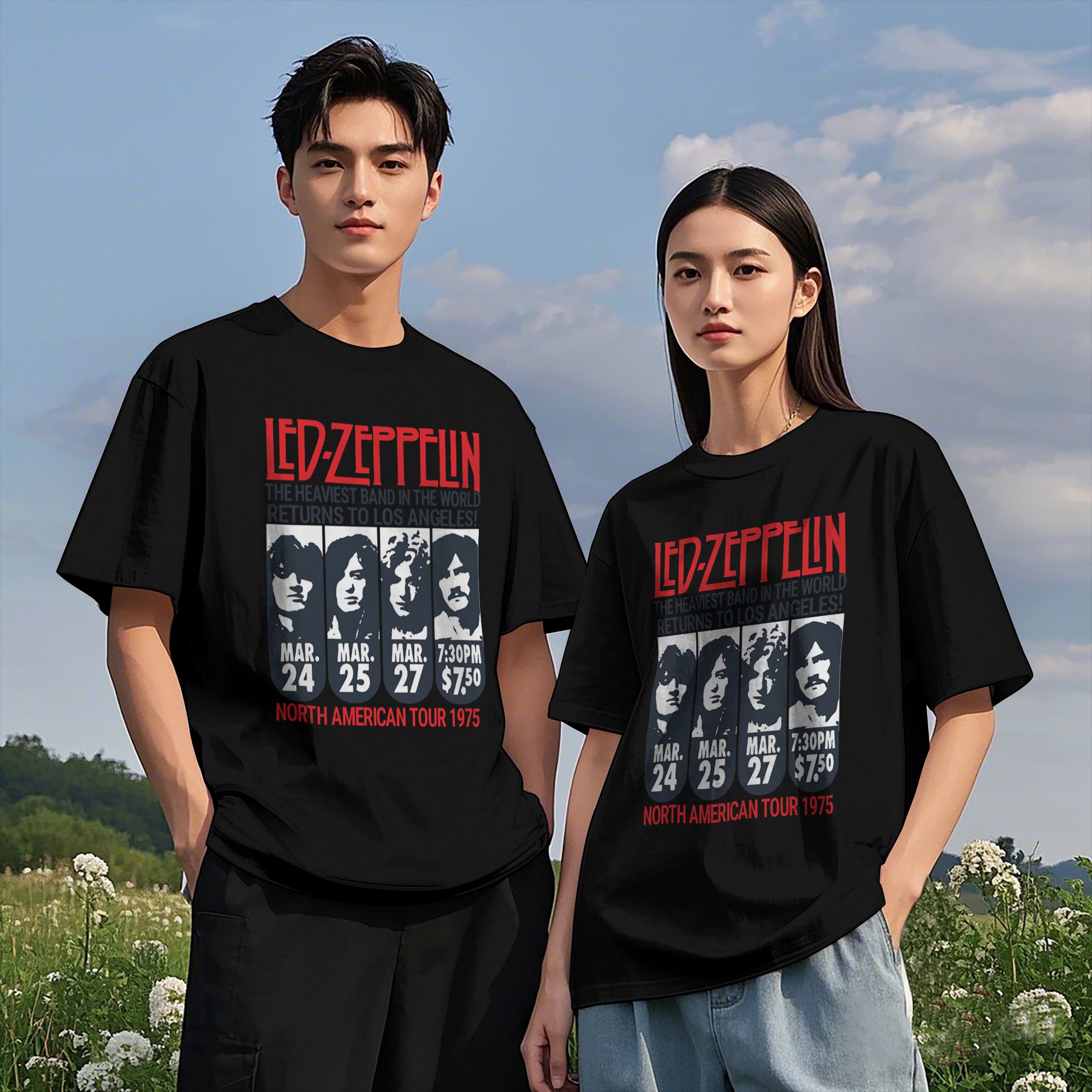 LED ZEPPELIN NORTH AMERICAN TOUR 1975 Oversize Tee LED ZEPPELIN - MDYS ...